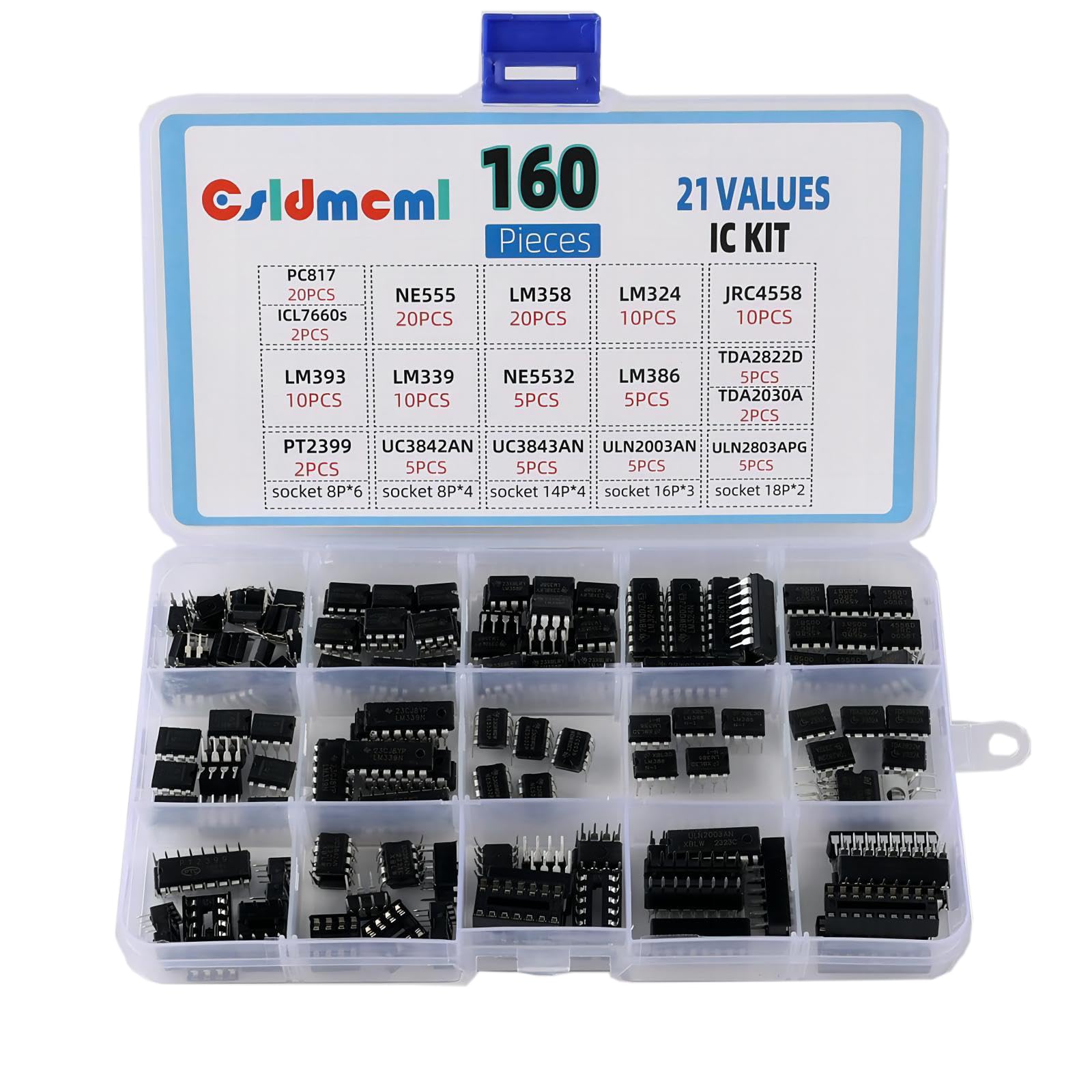 Csldmclm IC Chip Assortment 160 pcs, opamp, oscillator, pwm, PC817 ...