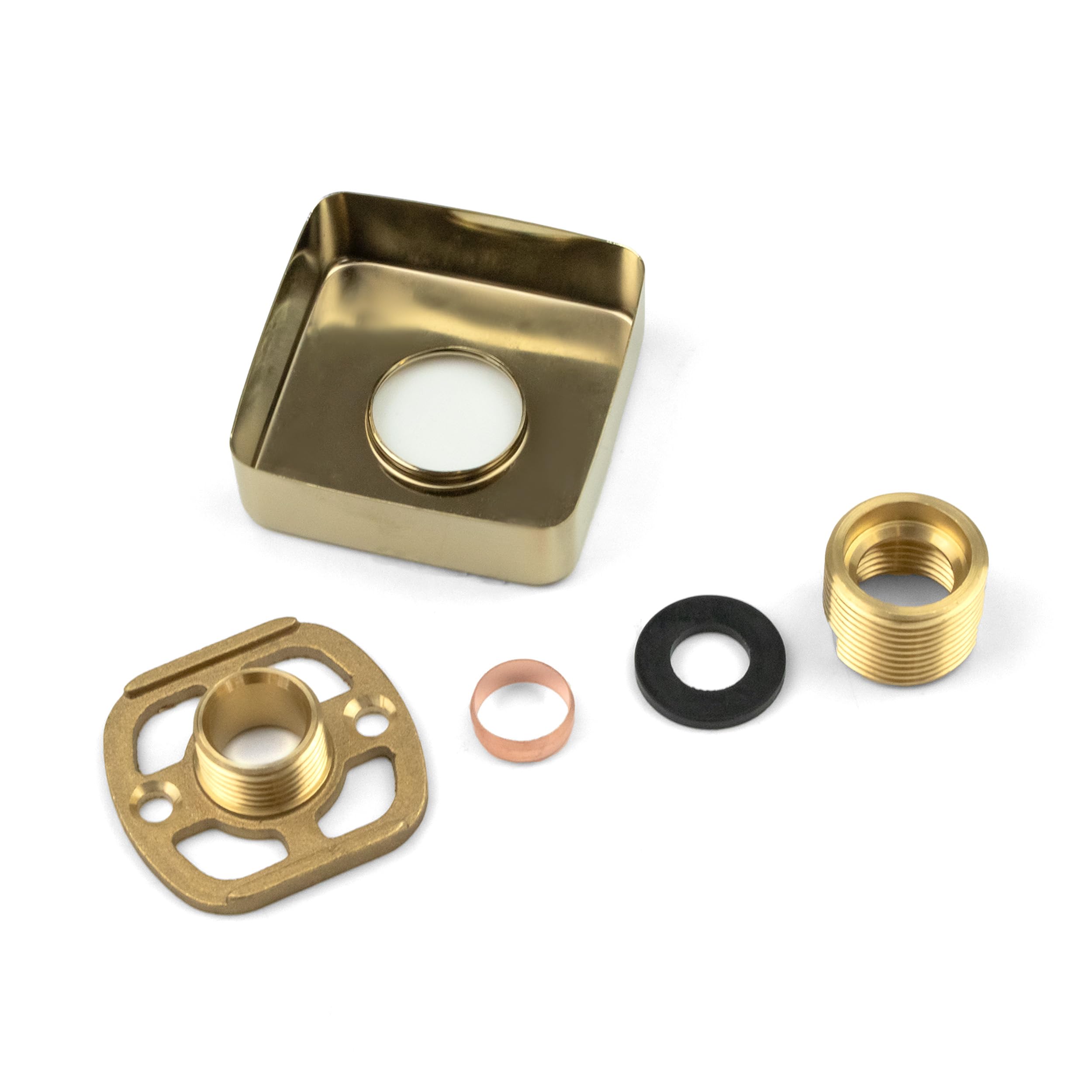 Xcel Home Brushed Gold Square Shower Fixing Kit Plates (Pair) with 3/4 ...