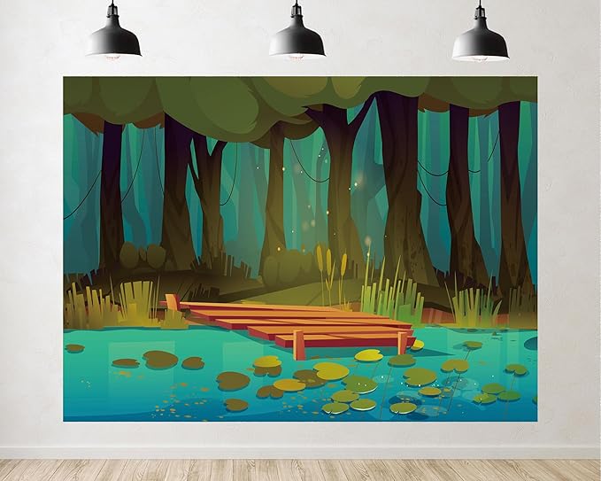 Amazon.com : 5x3ft Swamp Forest Backdrop, Cartoon Bayou Landscape with ...