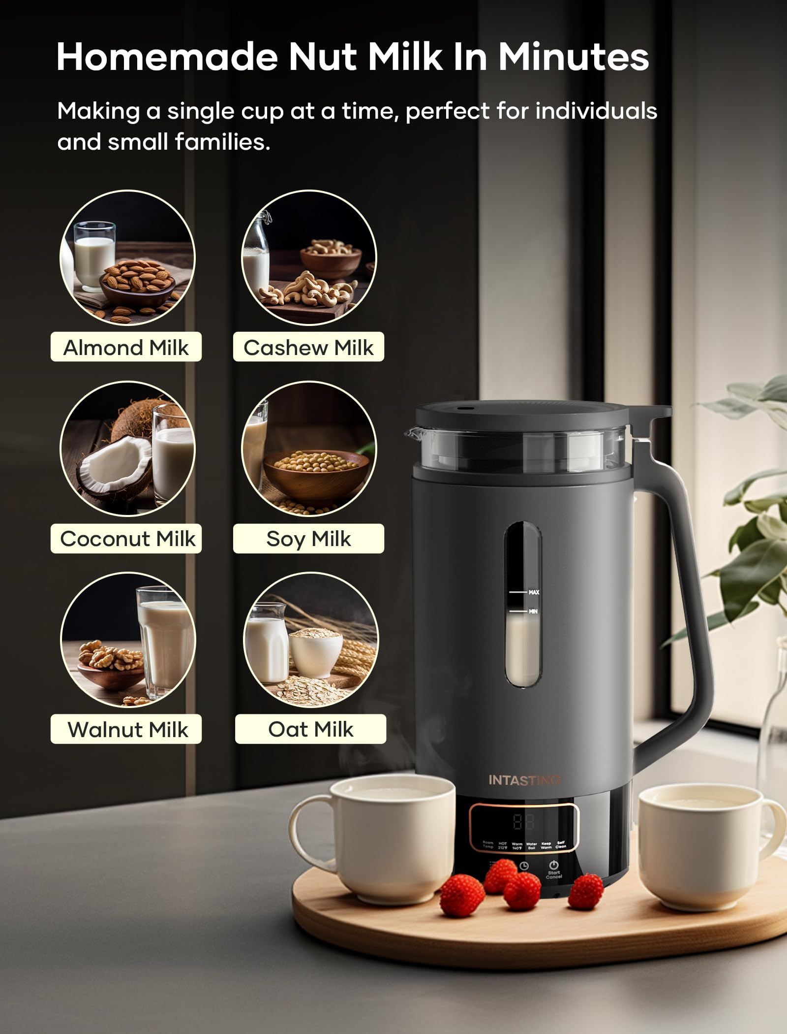 Snapklik.com : INTASTING Automatic Nut Milk Maker - Glass Inner ...