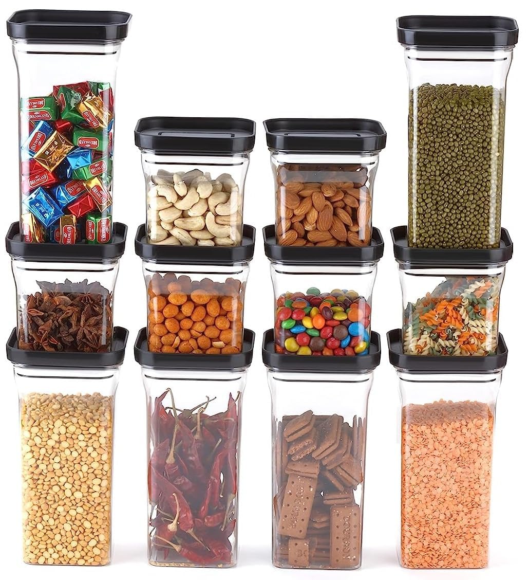 Kitch-Max Airtight Plastic Unbreakable Square Containers, Kitchen ...