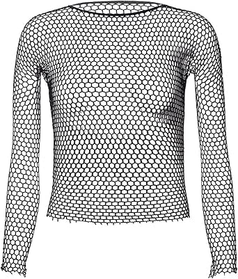 FEESHOW Men Fishnet Shirt Mesh Transparent Long Sleeve Muscle T-Shirt ...