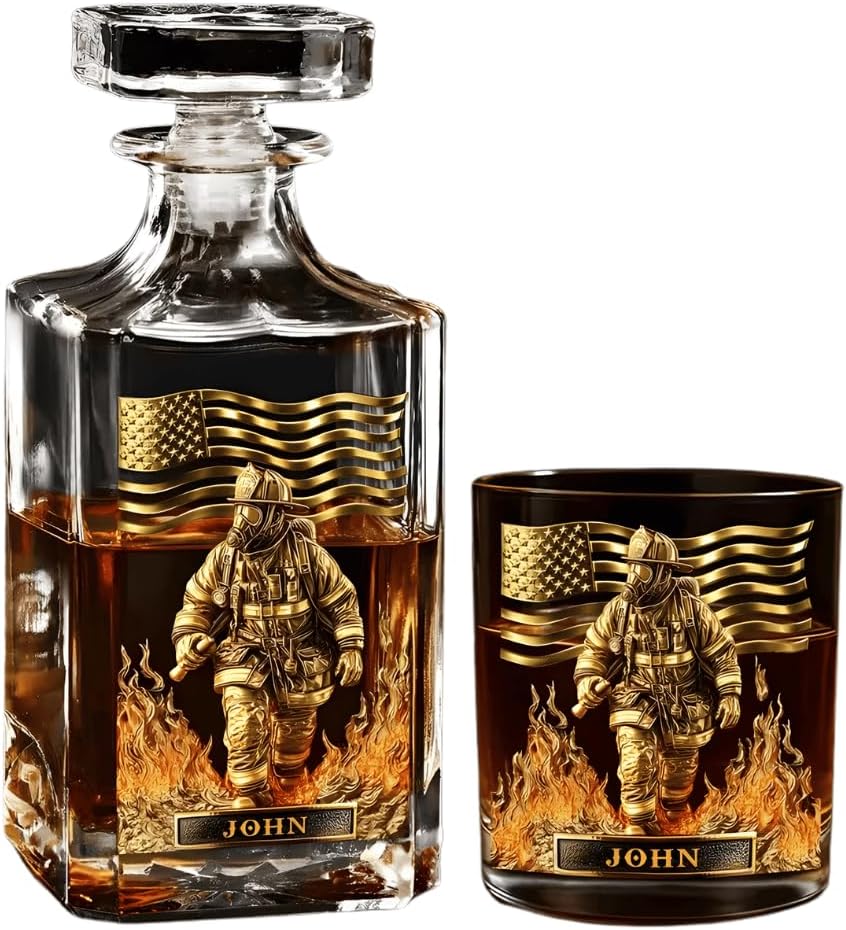 Amazon.com: Custom Firefighter Whiskey Bottle, Personalized Whiskey ...