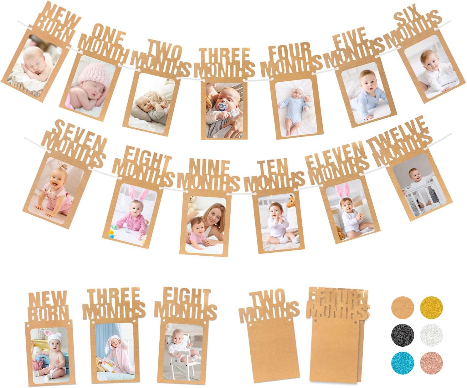 Amazon.com: 1st Birthday Photo Banner Baby Birthday Decorations Monthly ...