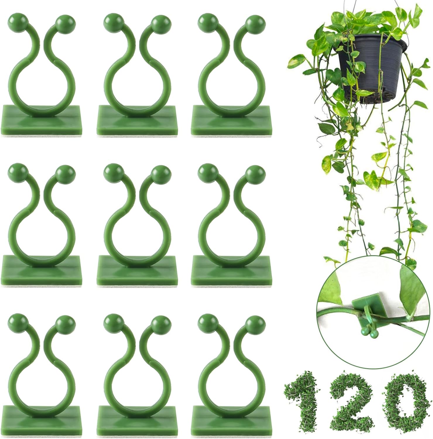 Amazon.com : Nokiils 120 Pieces Plant Climbing Wall Fixture Clips, Self ...
