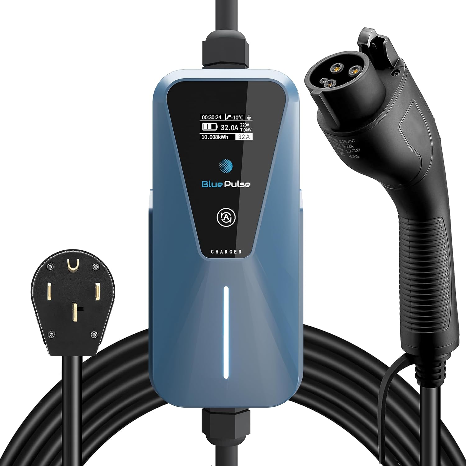 Amazon.com: Portable 32Amp Level 2 EV Charger, 7.6kW Smart Plug & Play ...