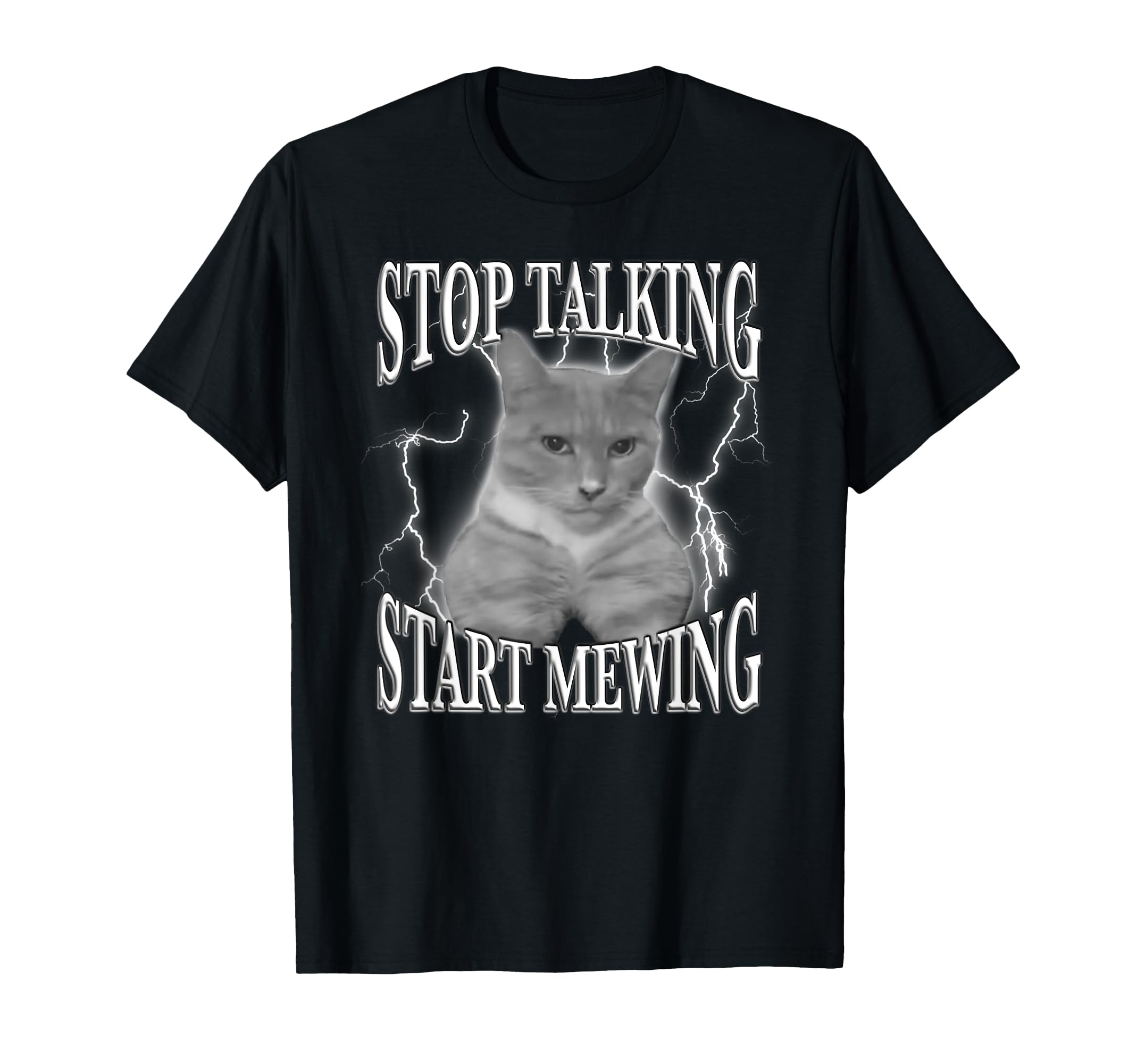 Amazon.com: Stop Talking, Start Mewing Funny LooksMaxing Meme Cat ...