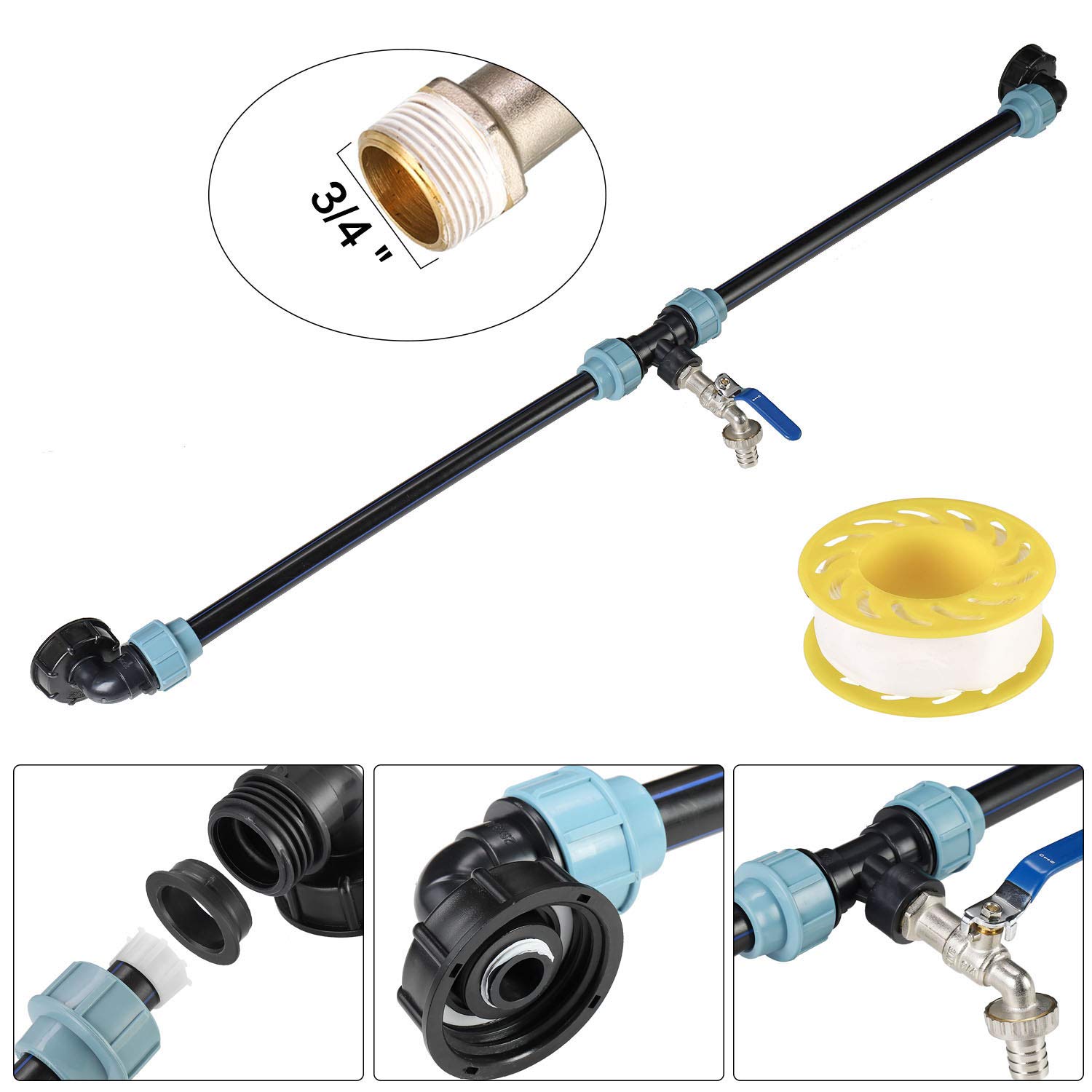 Buy JFSING IBC Adapter Connection Kit For 2 IBC Rainwater Tanks 3/4 ...