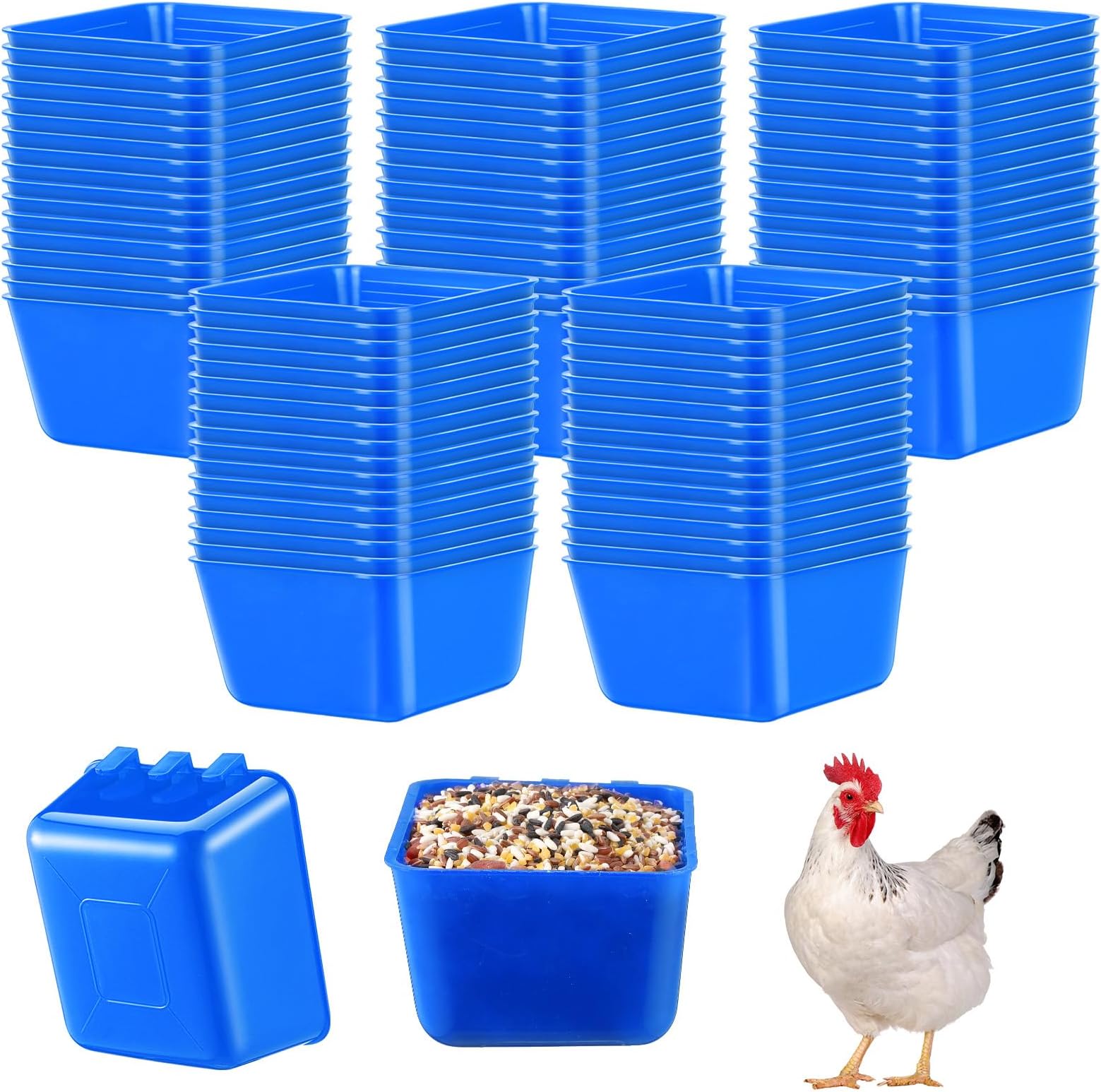 Amazon.com : Maxdot 50 Pcs Cage Cups Chicken Feeder Cups 16 oz Hanging ...
