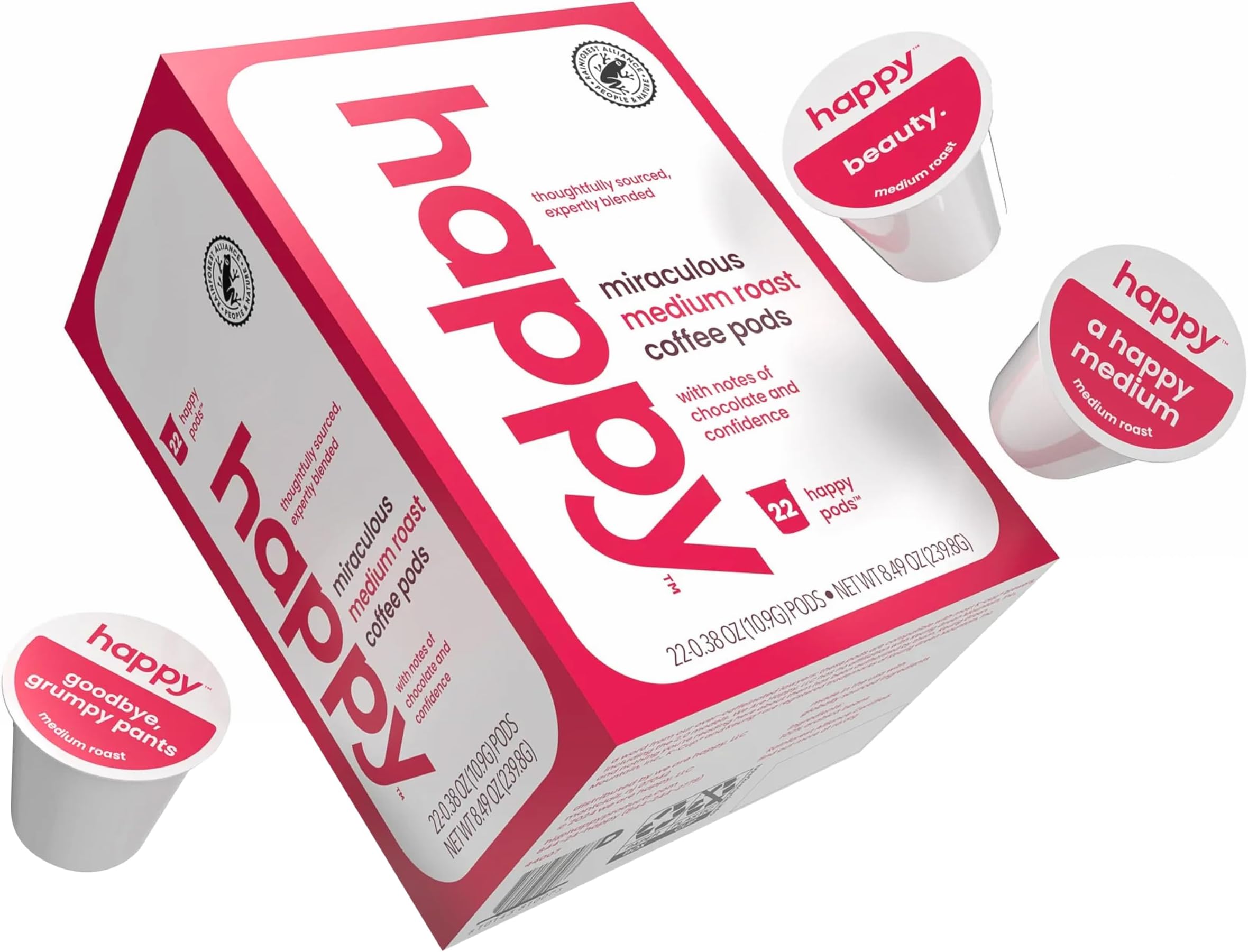 Amazon.com: happy coffee medium roast coffee pods, 22 count, notes of ...