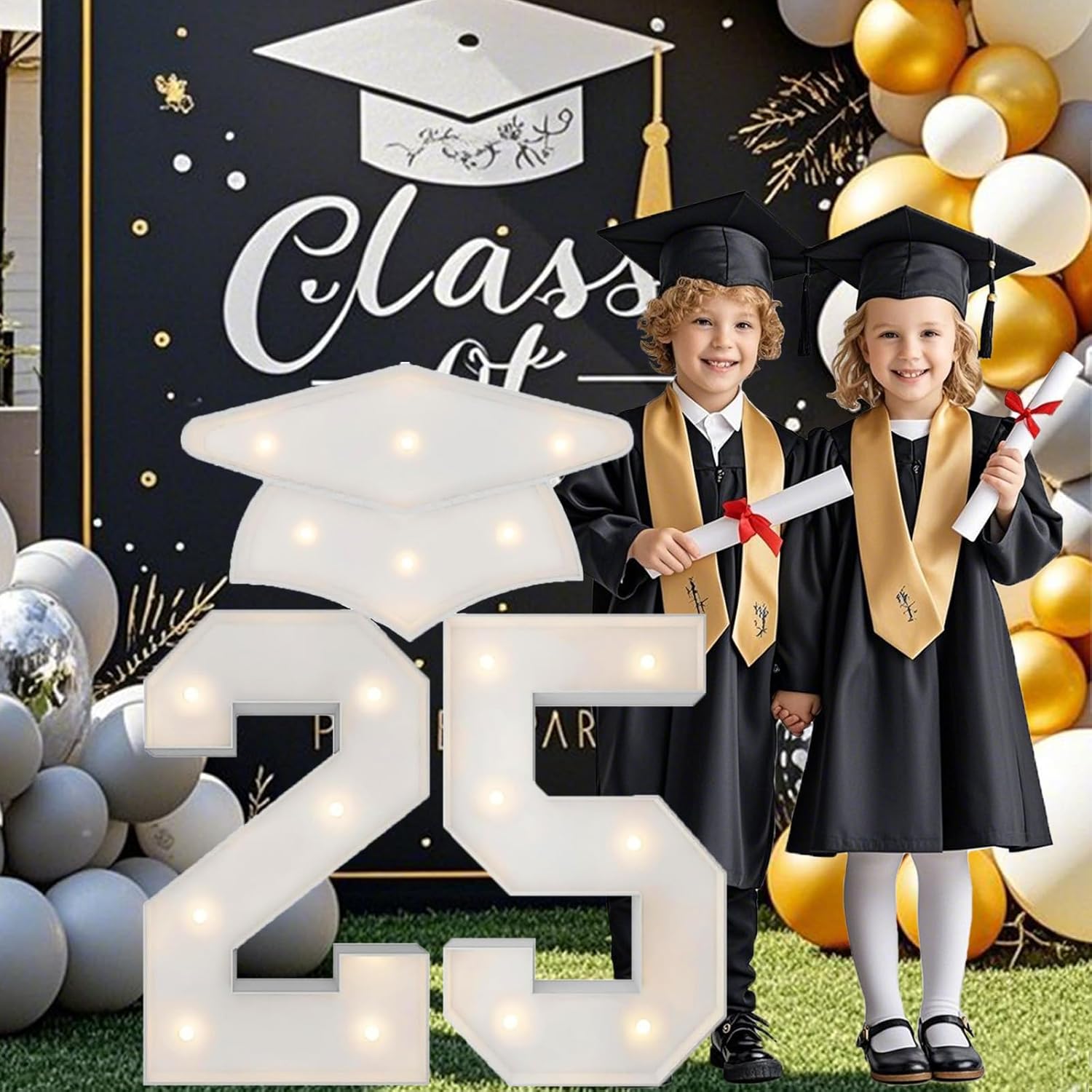 Amazon.com: Graduation Decoration of Class 2025, 2FT Marquee Numbers ...
