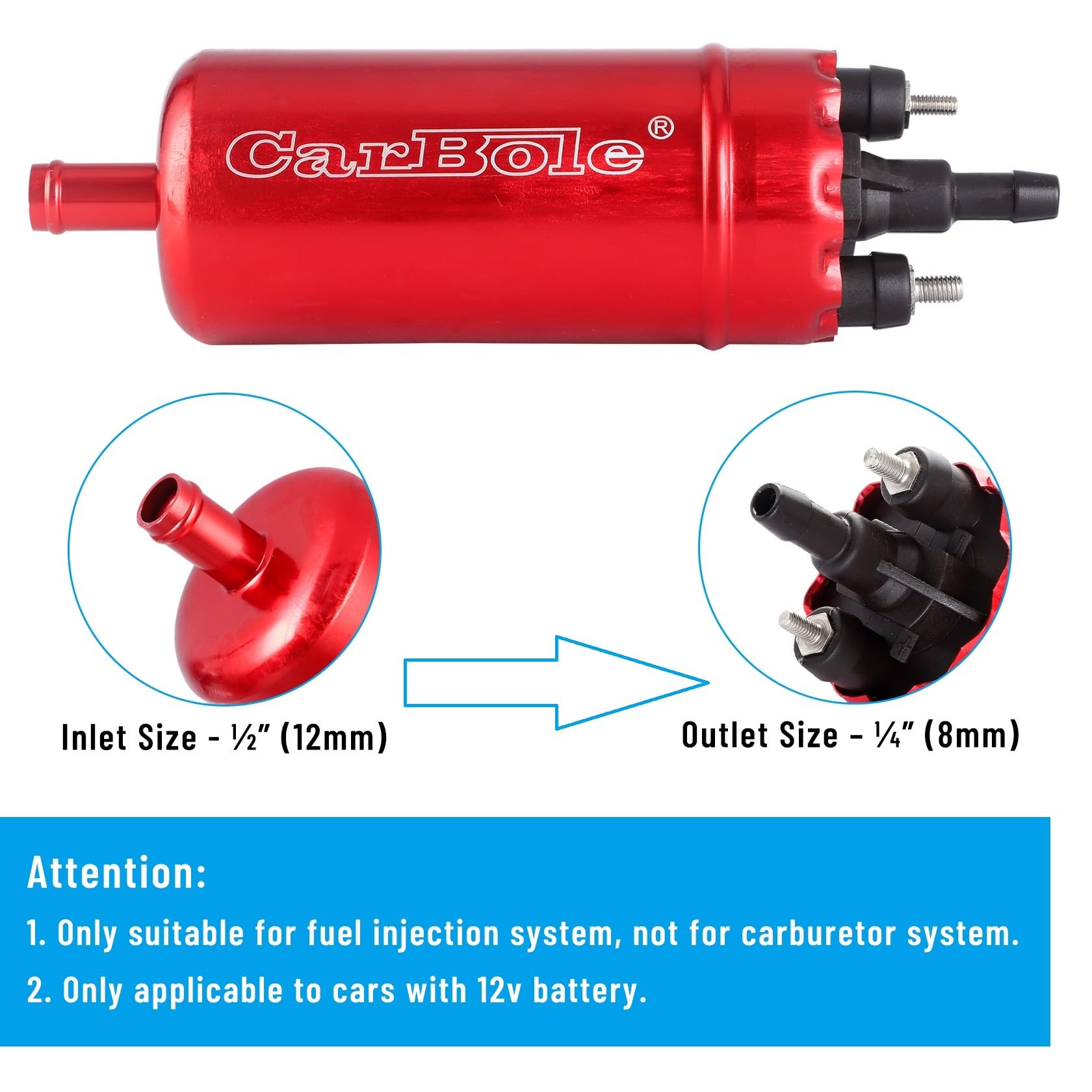Snapklik.com : CarBole External In-Line Fuel Pump: 116 PSI High ...