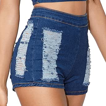 FEOYA Women’s Low Rise Ripped Denim Shorts Sexy Distressed Micro Hot ...