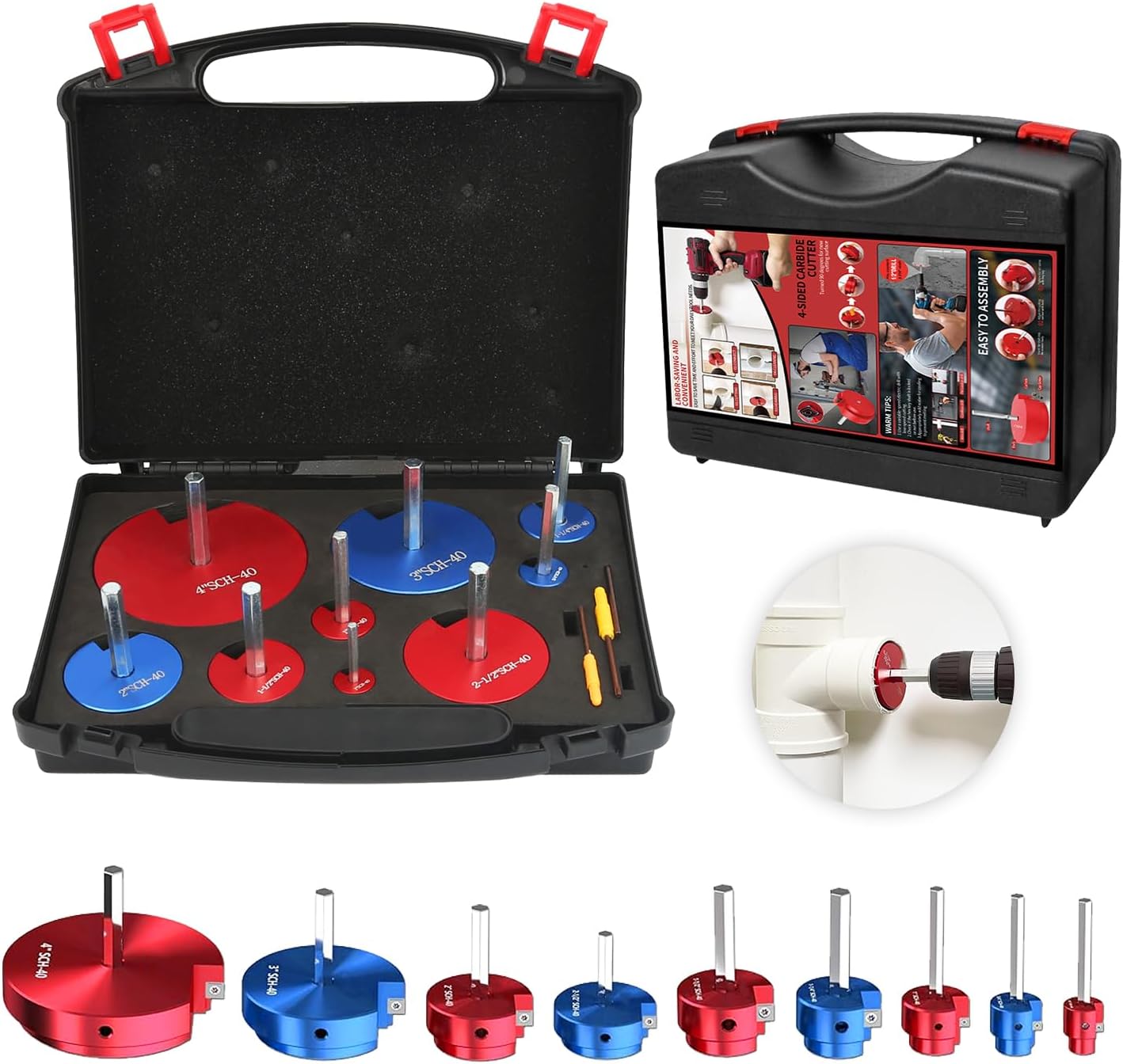 Amazon.com: 9 Pcs PVC Pipe Reamer Kit, Complete Premium Pipe Reamer ...