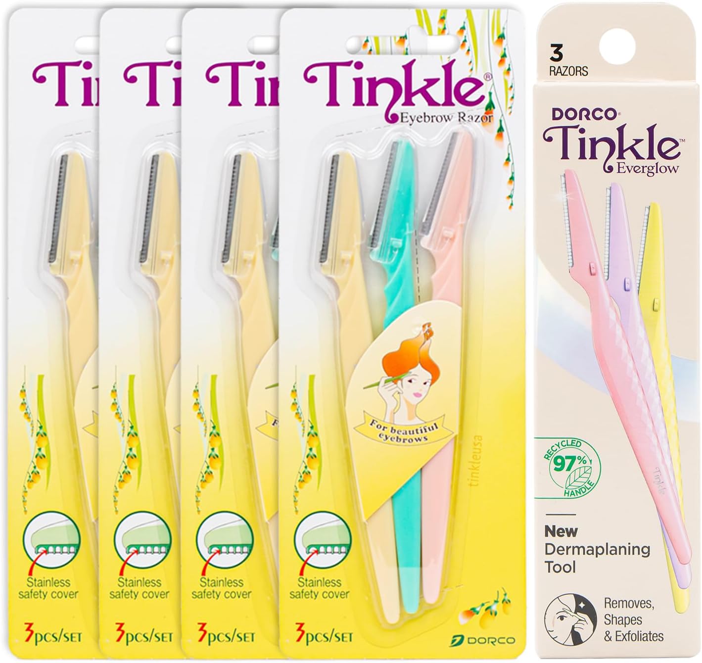 Amazon.com : Tinkle Dorco Dermaplane Razors Pack of 4-3 counts with ...