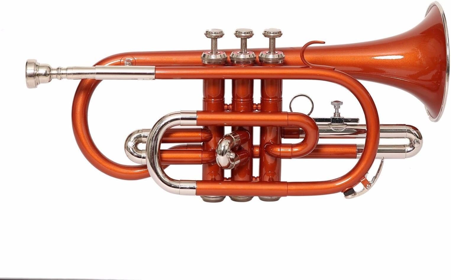 Amazon.com: Sai Musical Cornet Trumpet Bb Flat Orange Nickel, Hard Case ...