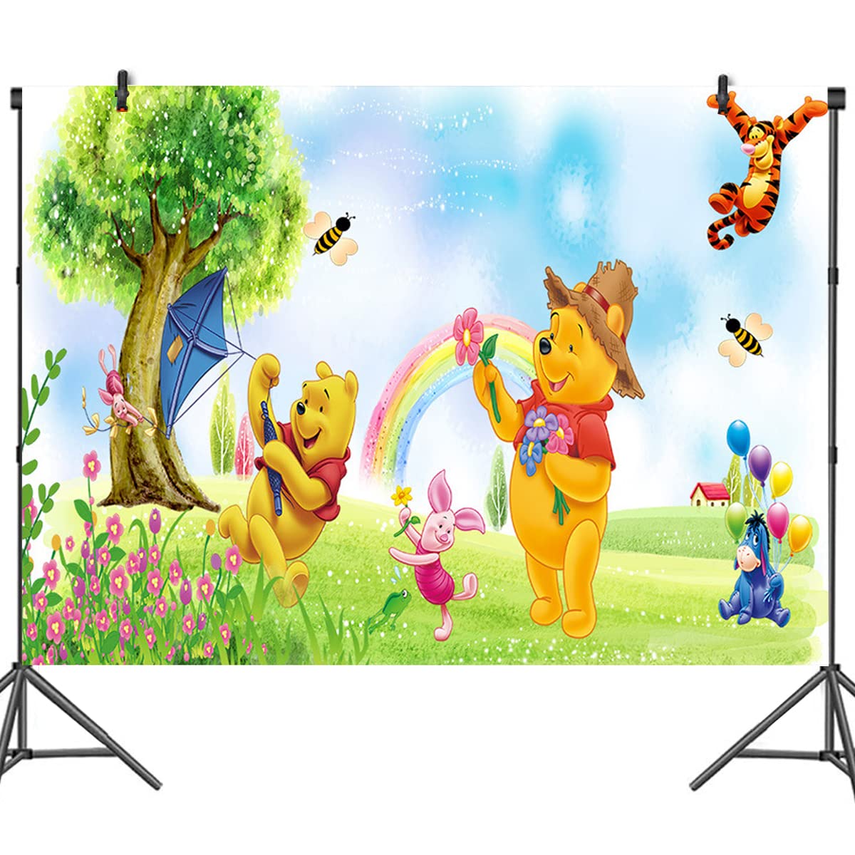 Buy Pooh Decoration Backdrop - Miotlsy Winnie Backdrop Banner, Cartoon ...