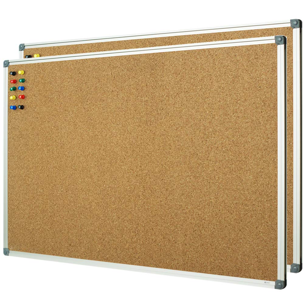 Buy Lockways Corkboard Bulletin Board, Double Sided Cork Board 48 x 36 ...