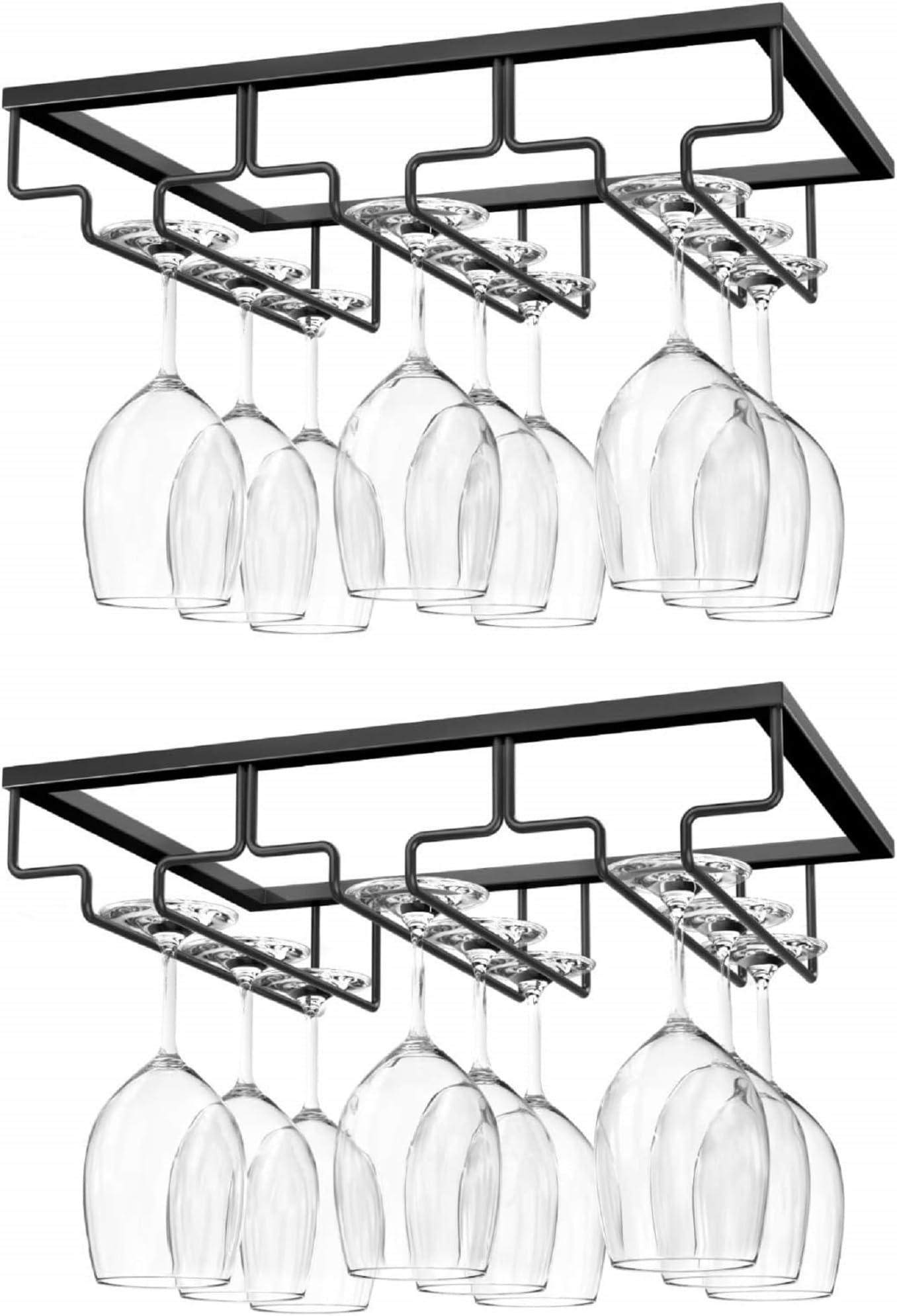 Dianoo 35CM Wine Glass Rack Under Cabinet Black, Wine Glass Holder ...