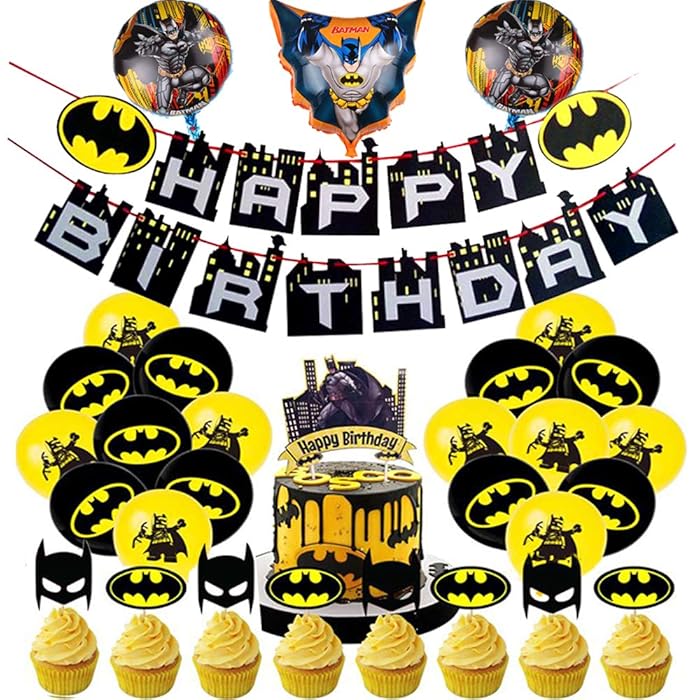 Buy Bat Superhero theme Birthday Party Supplies Bat theme Happy ...