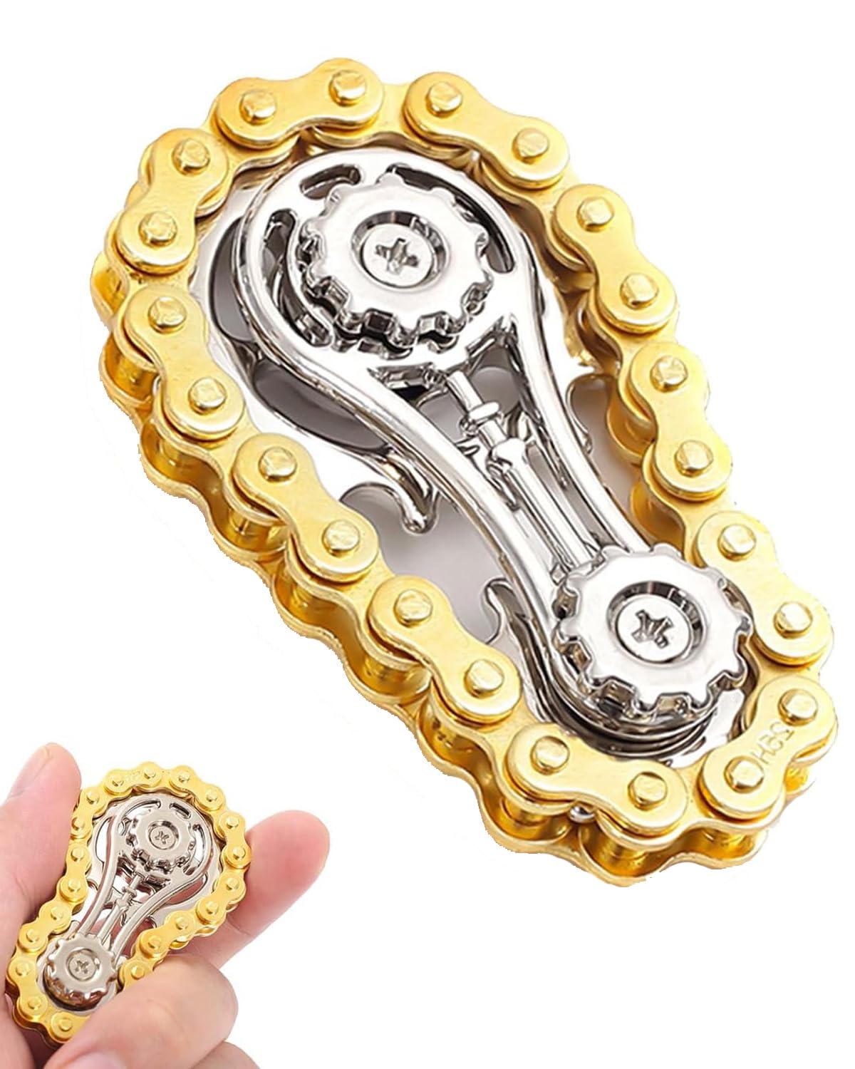 Bike Chain Fidget Toy, Premium Golden Fidget Toys Adults, Stress Relief ...