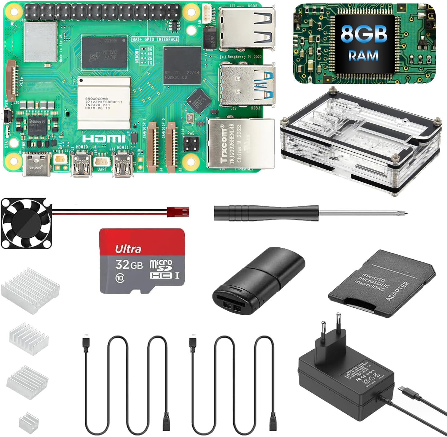 Vemico Raspberry Pi 5 8GB RAM Raspberry Pi 5 Starter Kit 32GB SD-Karte ...