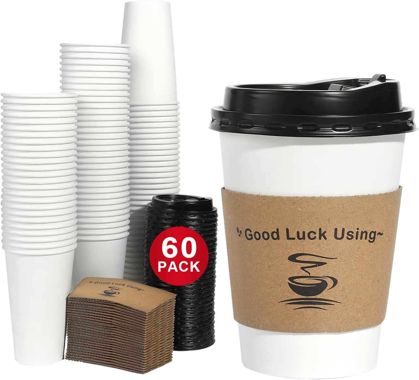 Amazon.com: CucinaPrime 12oz White Disposable To-Go Paper Coffee/Hot ...