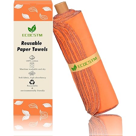 Amazon.com: Paperless Towels Roll Washable Cotton Cloth, Reusable Paper ...