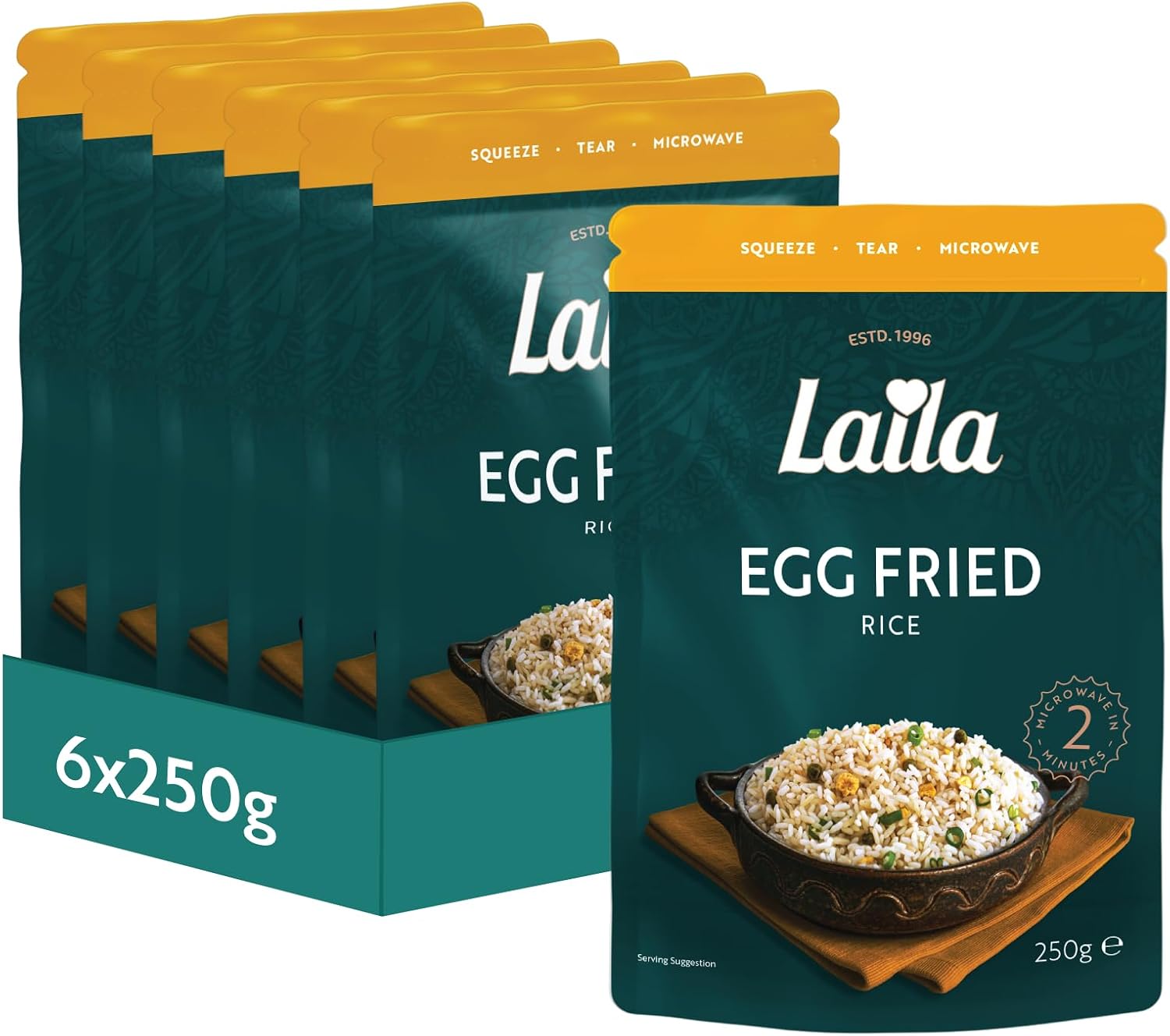 Laila Egg Fried Microwave Rice, 250g (Pack of 6) : Amazon.co.uk: Grocery