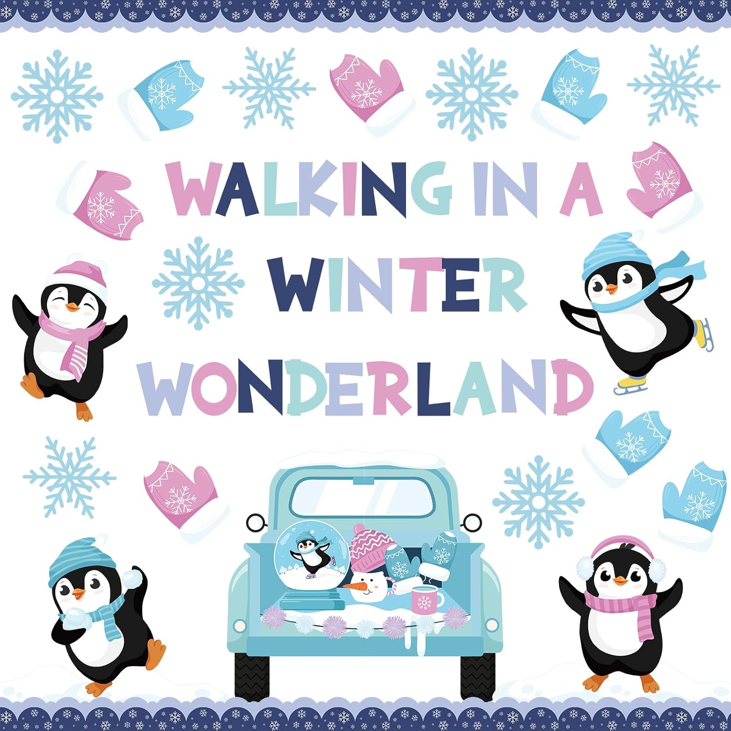 Amazon.com: Dispowreath 53 Pcs Winter Bulletin Board Decoration Winter ...