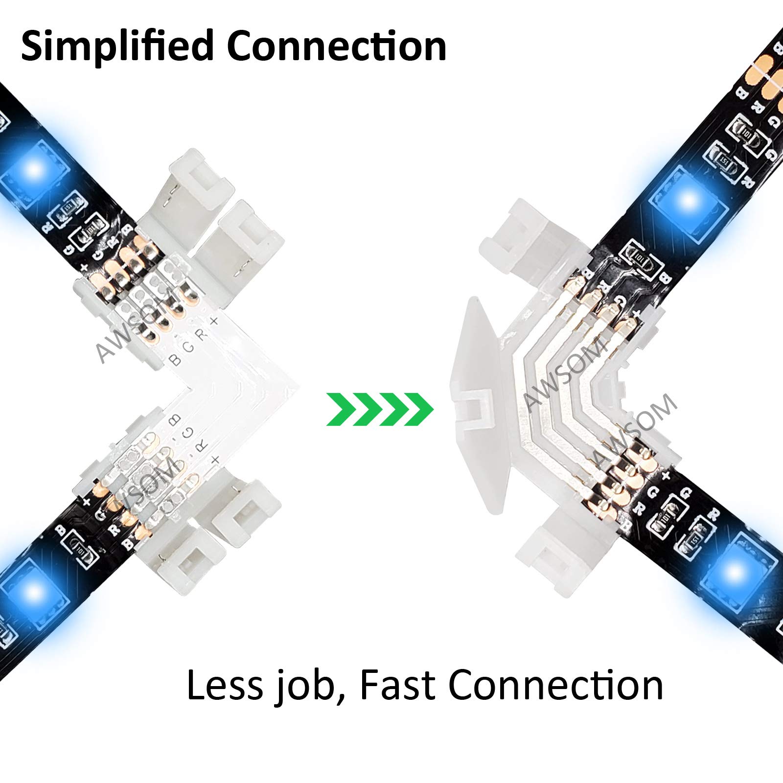 Snapklik.com : 90 Degree LED Strip Corner Connectors L Shape 10mm, LED ...