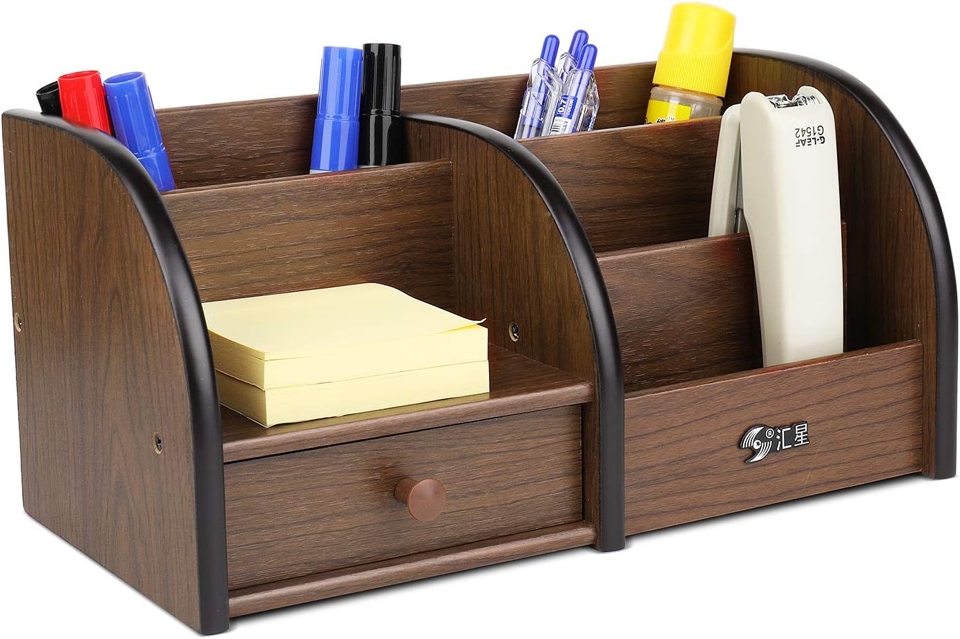Flexzion Wooden Desk Organizer W/Drawers – Classic Wood Desktop ...