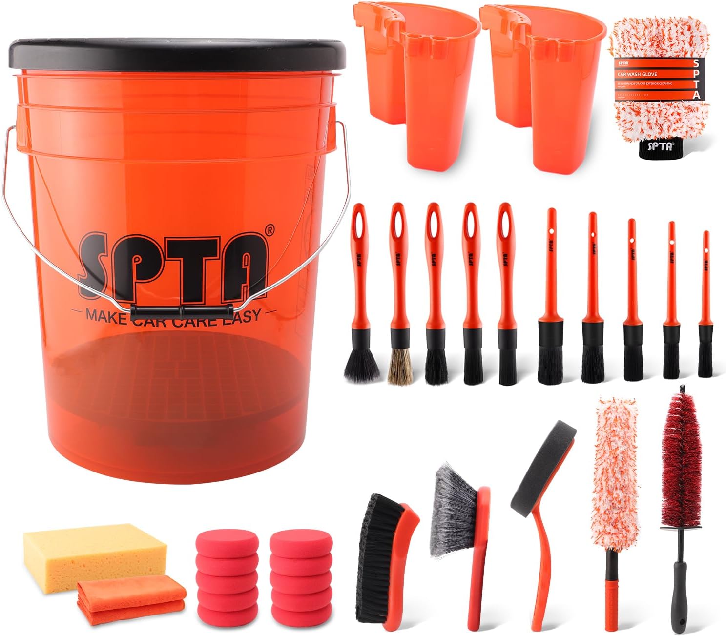 Amazon.com: Havawish 4 Pcs Car Wash Kit with 5 Gallon Bucket Seal Lid ...