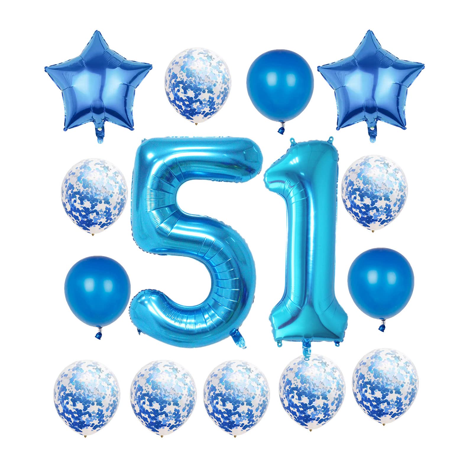 Amazon.com: 51th Birthday Decorations Party Supplies,Blue Number 51 ...