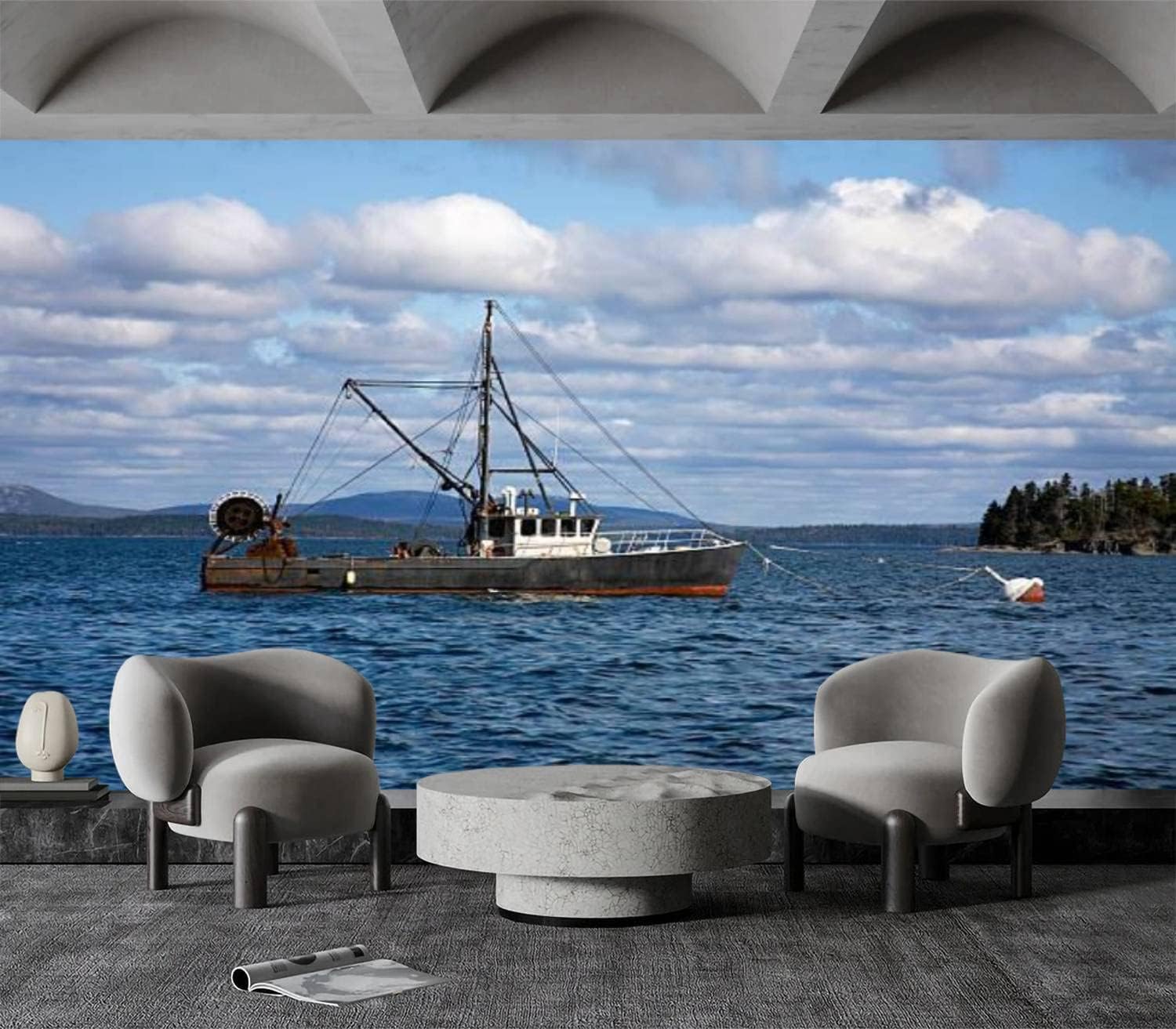 AUHOVIMGZ Vintage Lobster Boat Maine Fishing Boats in The seas and ...