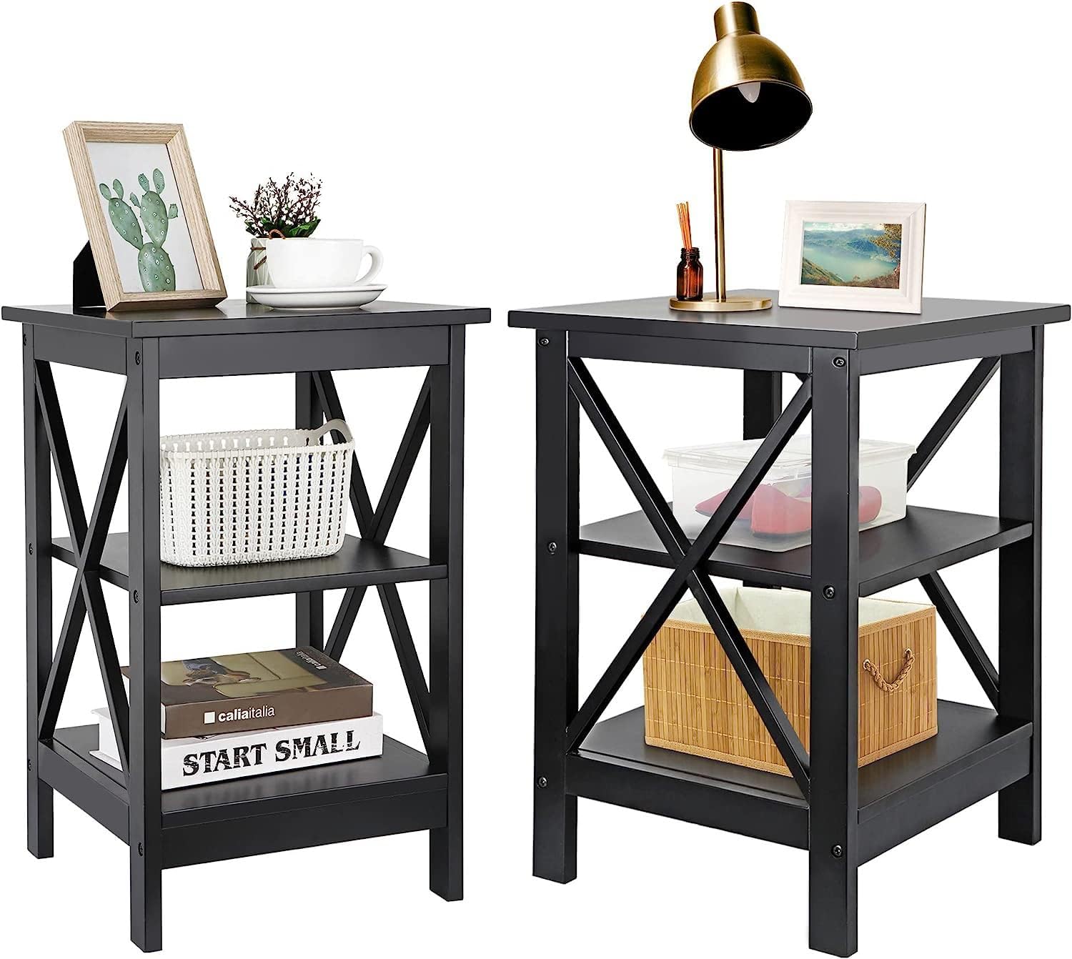 Amazon.com: BIKAHOM Night Stand Set of 2, Side Table or Bedside Table ...