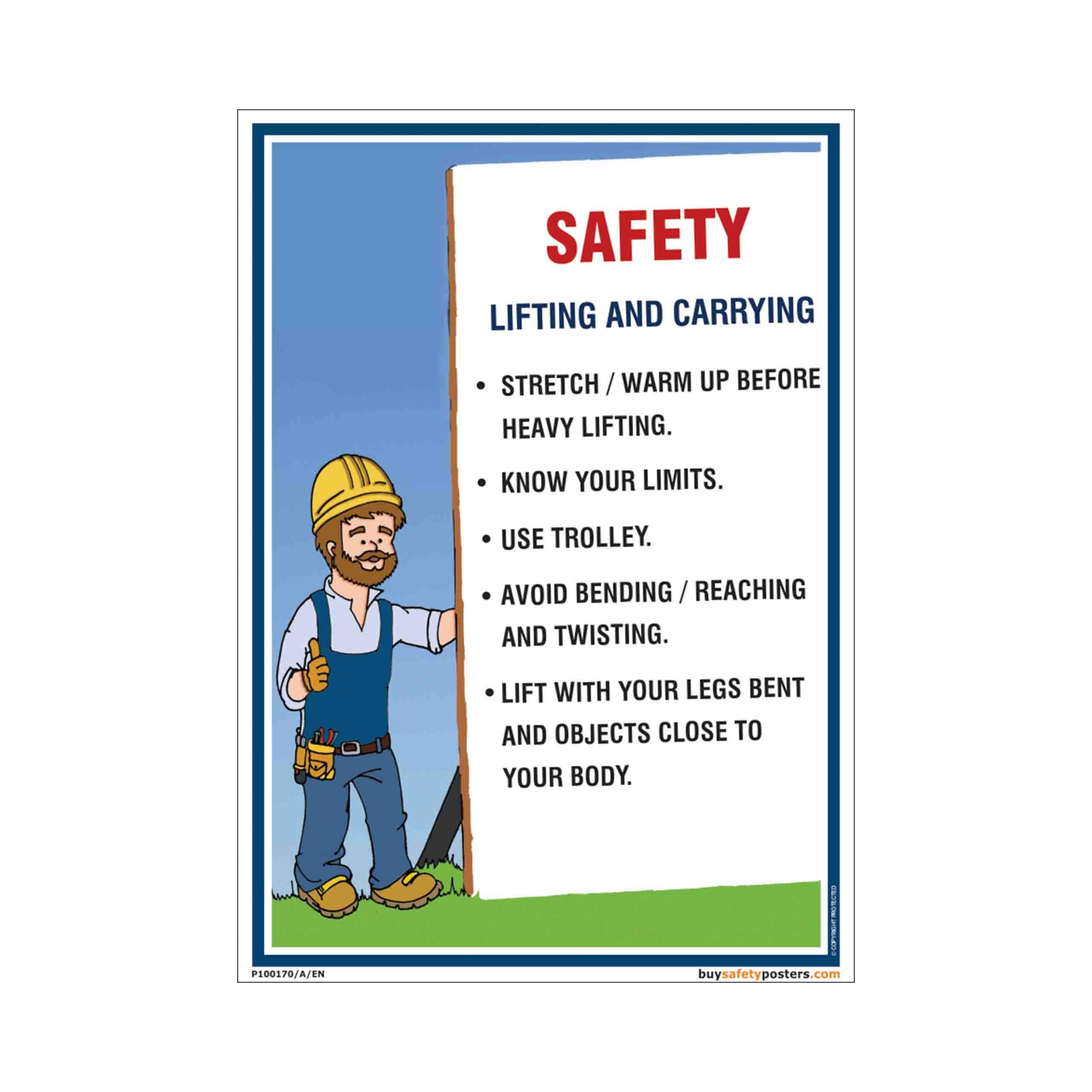 Buysafetyposters Com Lifting And Carrying Safety Poster In English Pvc ...