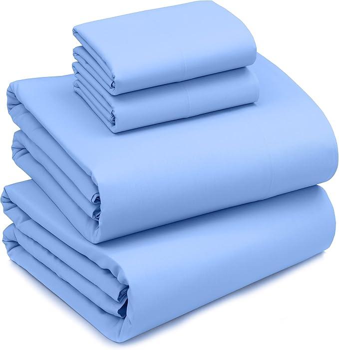 Ruvanti 100 Cotton Bed Sheets 4 Pcs Bed Sets Blue Queen Size Sheets Set Soft Breathable ruvanti-100-cotton-bed-sheets-4-pcs-bed-sets-blue-queen-size-sheets-set-soft-breathable