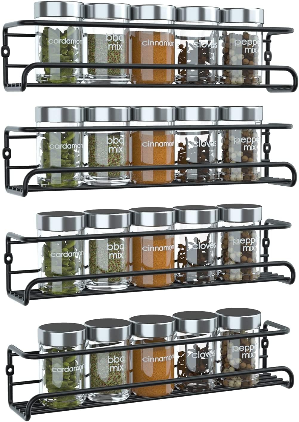 GENR Spice Rack Wall Mount DIY 4 Tier Spice Rack Hanging - Stainless ...