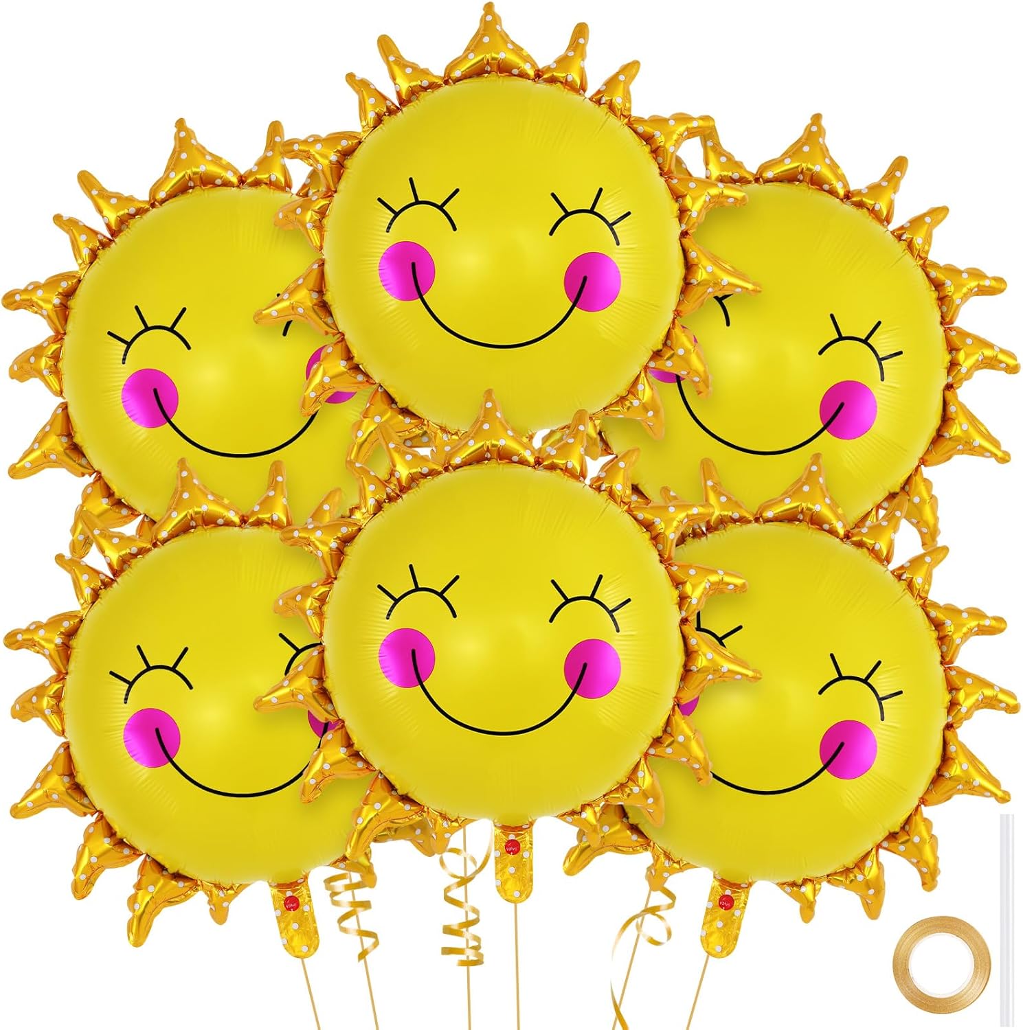 Amazon.com: 6 PCS Smile Face Sun Balloons,26 Inch Foil Sunshine ...