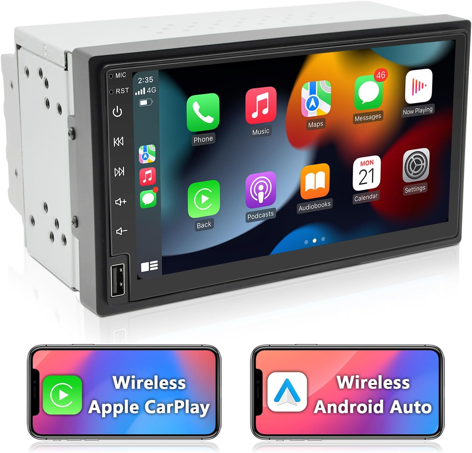 Amazon.com: UNITOPSCI Double Din Apple CarPlay Car Stereo with Android ...