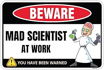 Amazon.com: Venicor Mad Scientist Sign Decor - 8 x 12 Inches - Aluminum ...