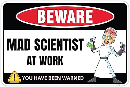 Amazon.com: Venicor Mad Scientist Sign Decor - 8 x 12 Inches - Aluminum ...
