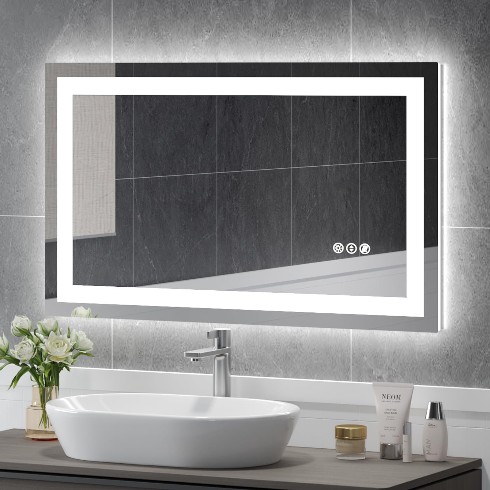 Amazon.com: USHOWER 40''x24'' LED Bathroom Mirror - Smart Backlit ...