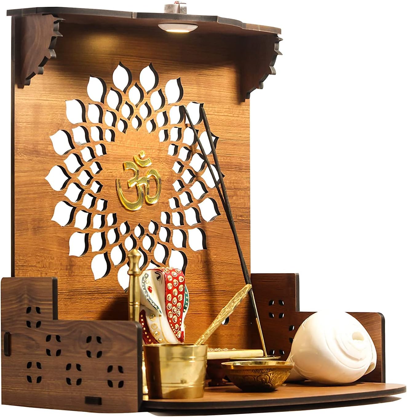 Amazon.com: Wooden Pooja Stand for Home, Temple for Home and Office ...