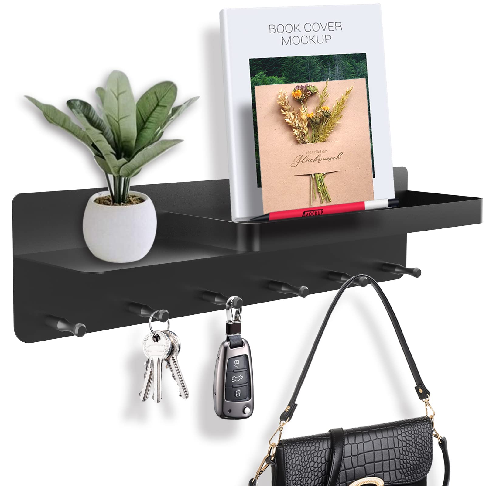 Buy Key Holder for Wall, Wall ed Key Holder with Shelf, Wall Organizer ...