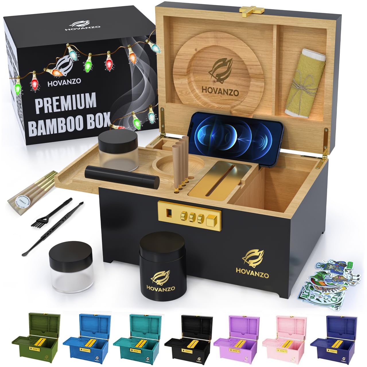 Amazon.com: HOVANZO Premium Large Bamboo Box - Locking Storage ...