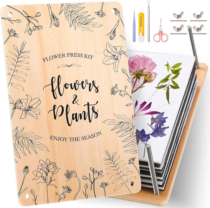 Amazon.com: Flower Press Kit, 6 Layers 10.6"x6.9" Wooden Flowers ...