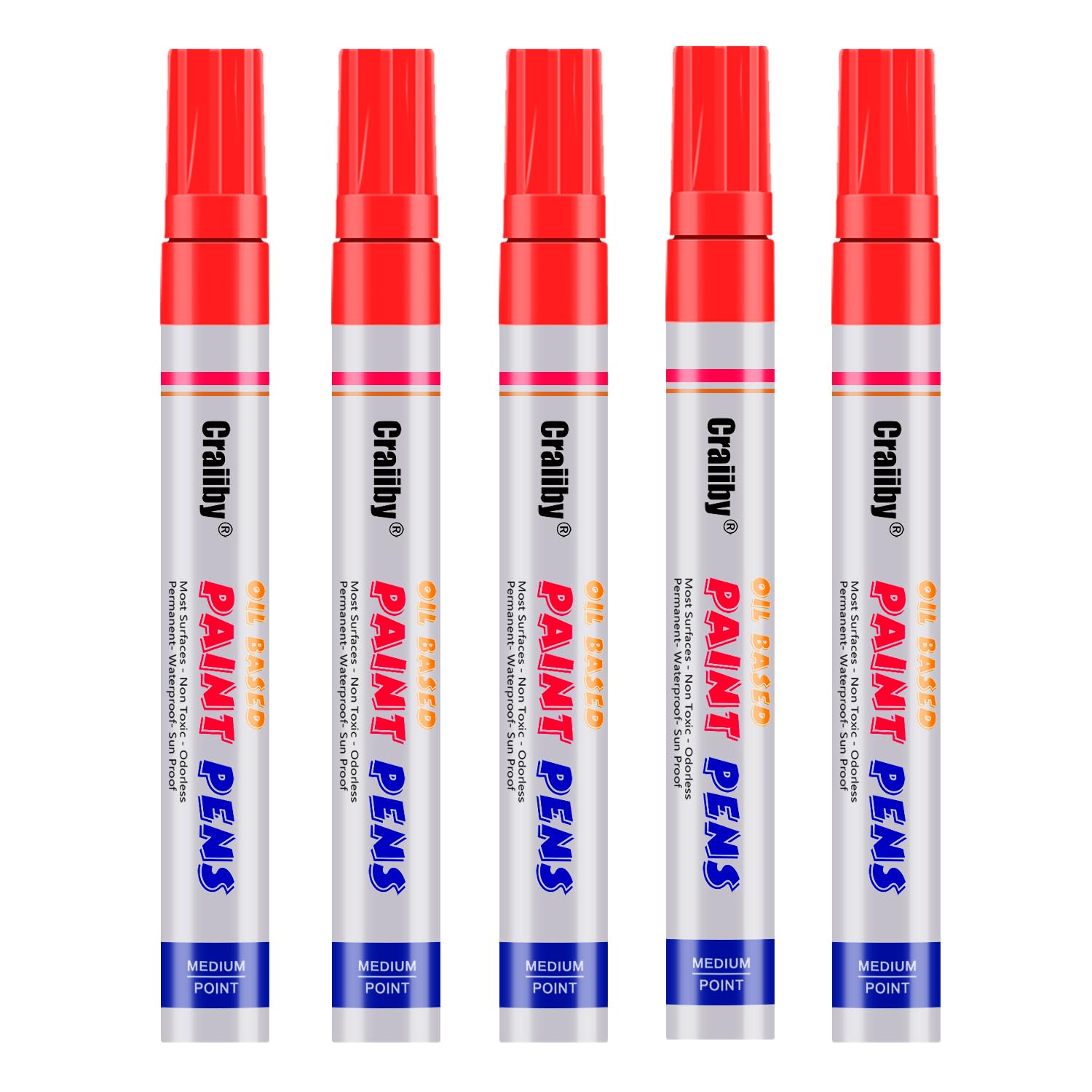 Amazon.com : Red Paint Markers, 5 Pack Oil-Based Waterproof Quick Dry ...