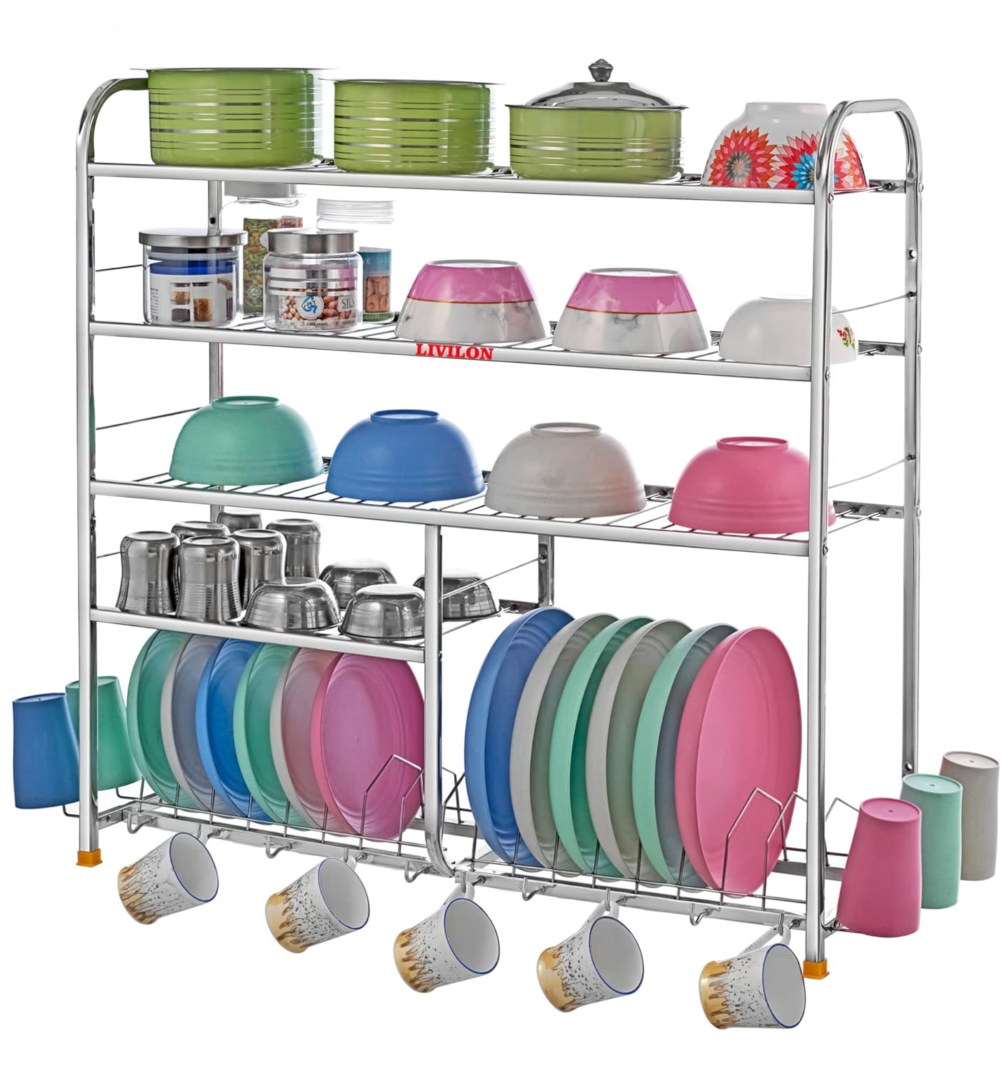 L LIVILON Wall Mount Kitchen Utensils 5 Shelf Dish Rack, Stainless ...